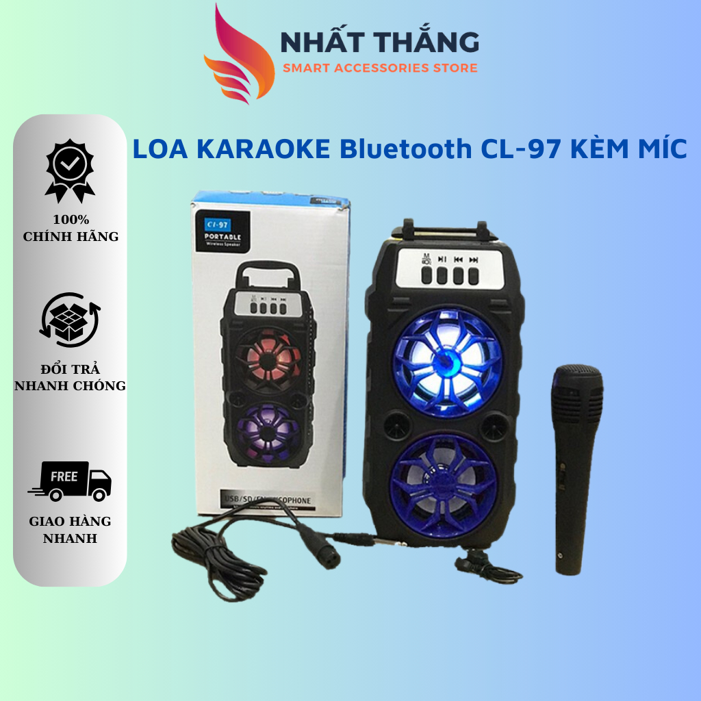 Loa karaoke Bluetooth mini CL-97, Loa karaoke mini kèm mic cầm tay HÀNG ...