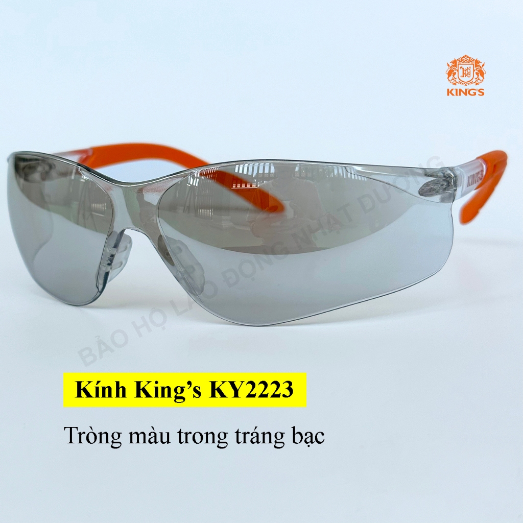 Kính bảo hộ Kings KY2223 phủ bạc chống bụi văng bắn chống tia UV, chống ...