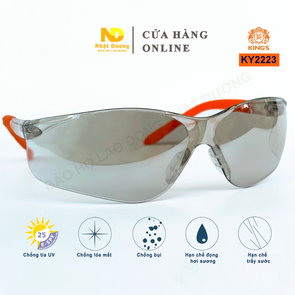 Kính bảo hộ Kings KY2223 phủ bạc chống bụi văng bắn chống tia UV, chống ...