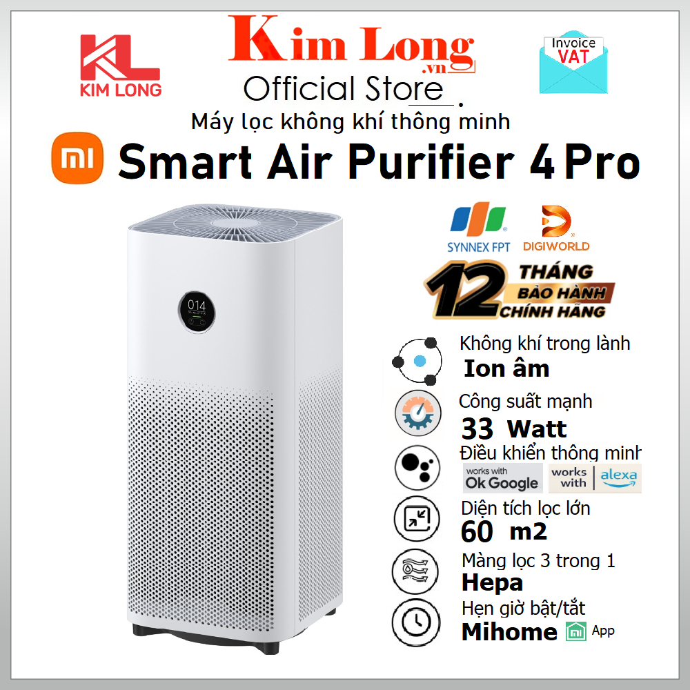 Hỏa tốc Máy lọc không khí Xiaomi Smart Air Purifier 4 Pro ion Diện tích ...