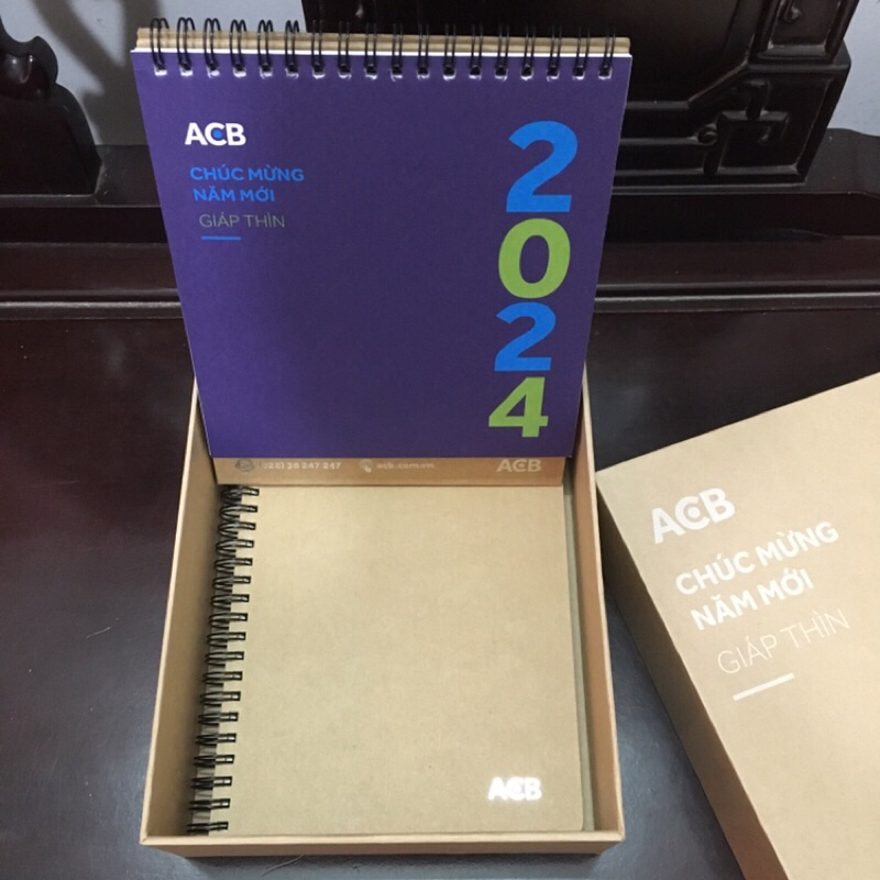 Bộ lịch bàn + sổ tay ACB 2024 | Shopee Việt Nam