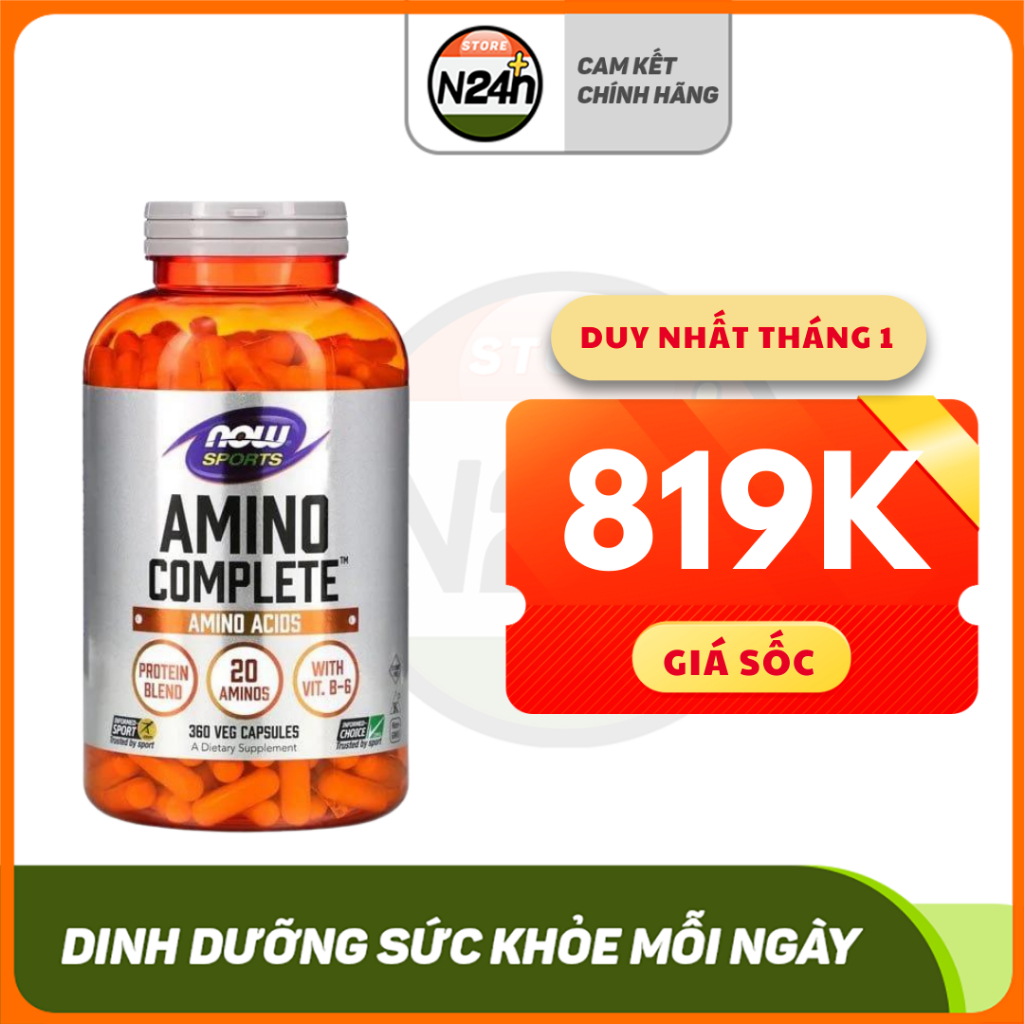 AMINO COMPLEX Phục Hồi Cơ Bắp Chống Dị Hóa Cơ Sau Tập Luyện Amino Axit NOW AMINO COMPLEX 120 ...