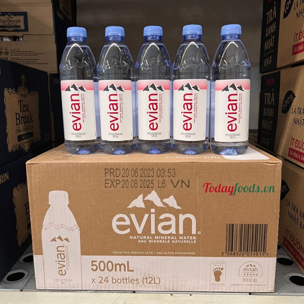 Nước Khoáng Thiên Nhiên Evian (thùng 24 chai) 500ML | Shopee Việt Nam