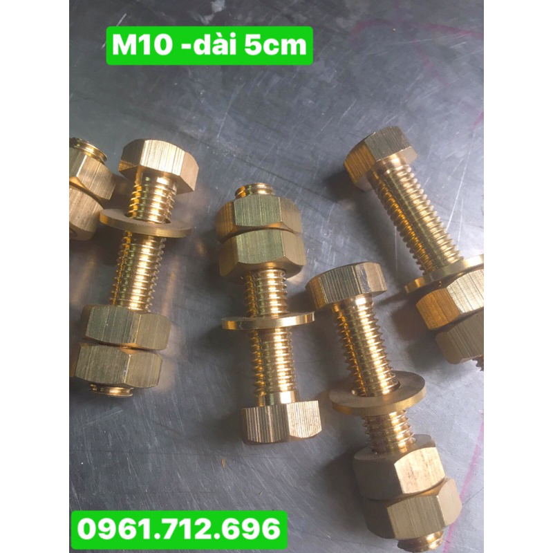 Ốc đồng M10 dài 5cm (trọn bộ bulong + 2 ecu + long den phẳng) | Shopee ...