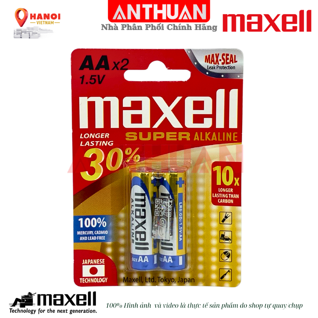 [MẪU MỚI] Vỉ 2 viên Pin AA (2A), AAA (3A) Maxell Super Alkaline LR03 LR6 Longer Lasting x10 siêu ...