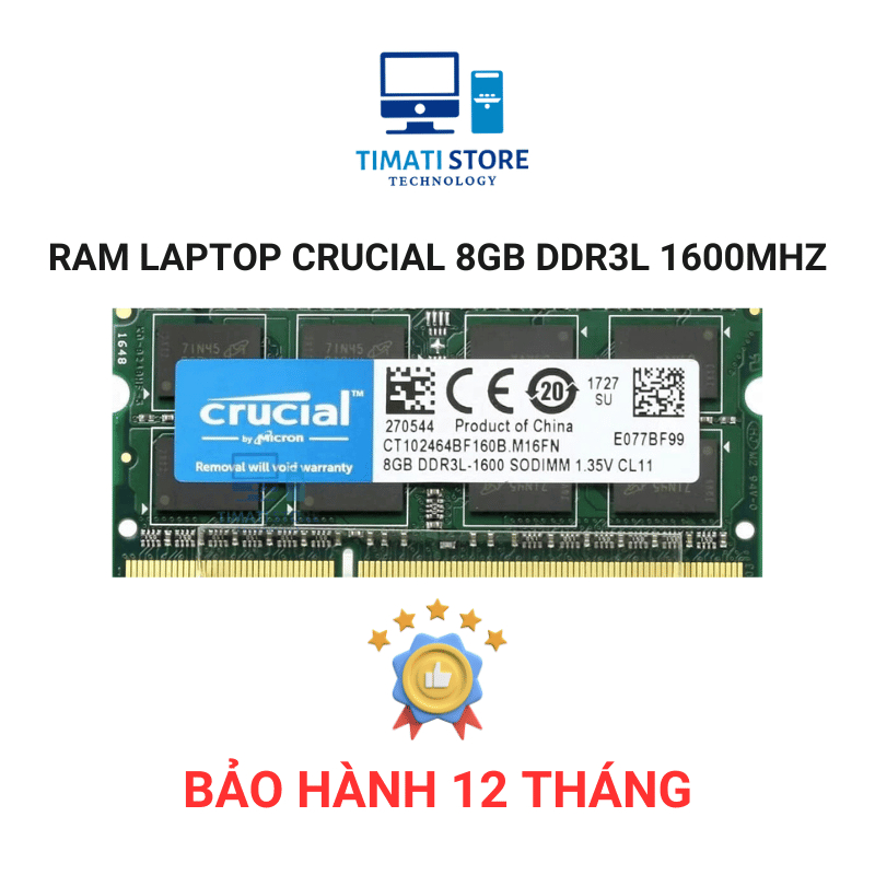 Ram Laptop Crucial 8GB DDR3L bus 1600Mhz Memory Ram PC3L laptop - Bảo ...
