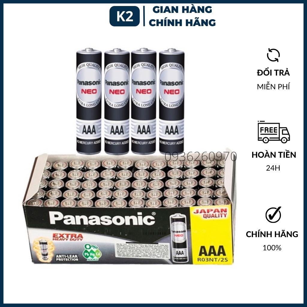 Pin AAA 3A Panasonic 1,5V đũa đen R03NT/2S chính hãng hộp 60 viên | Shopee Việt Nam