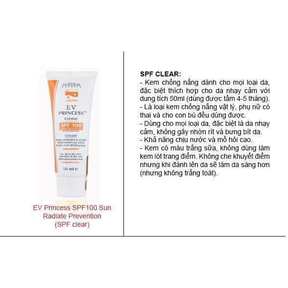 Kem chống nắng dành cho da nhạy cảm - EV Princess SPF 100 Sun Radiate ...