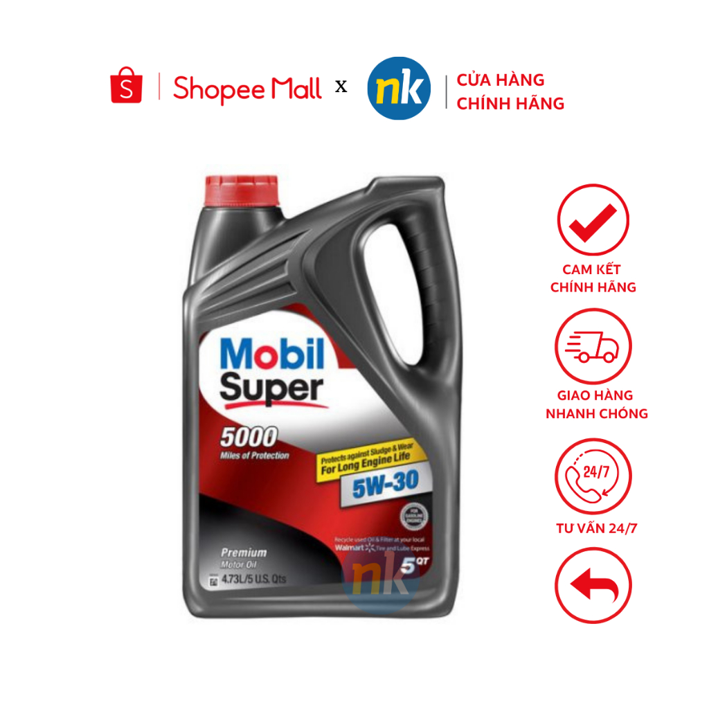 Nhớt ô tô cao cấp Mobil Super 5000 5W30 4.73L SN NK - Nhập khẩu 100% ...