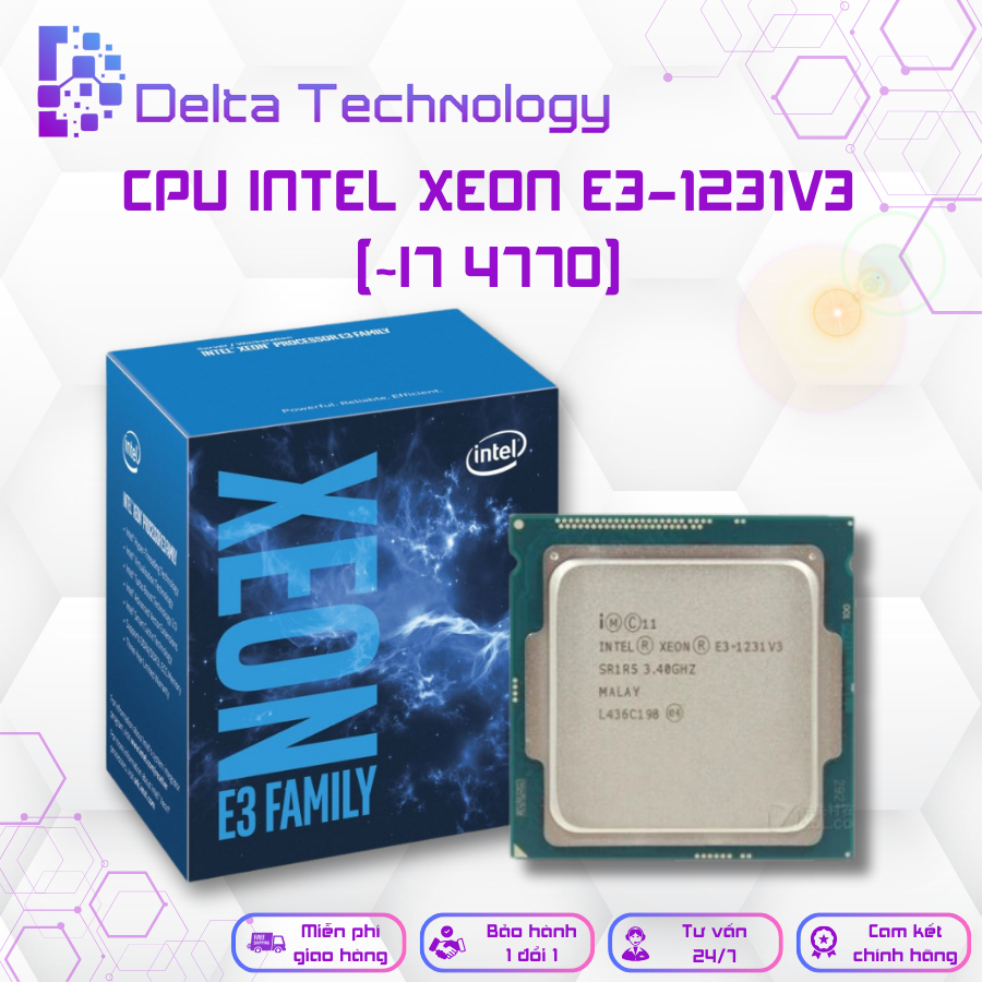 CPU Intel Xeon E3-1231v3 (~i7 4770) - Tốc độ Upto 3.9Ghz, 4 nhân 8 luồng, 8MB Cache, Socket LGA ...