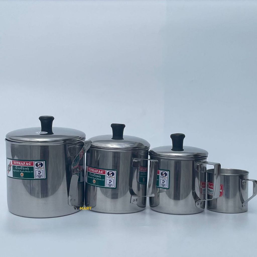 Ca Inox 430 TITHAFAC uống nước, đựng canh, có nắp, dày dặn | Shopee ...