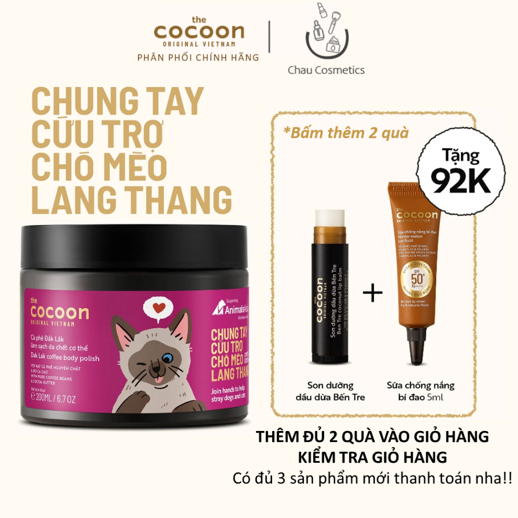 [MUA 1 TẶNG 2 BẤM THÊM QUÀ][MÈO XIÊM PB GIỚI HẠN] Tẩy da chết cà phê ...