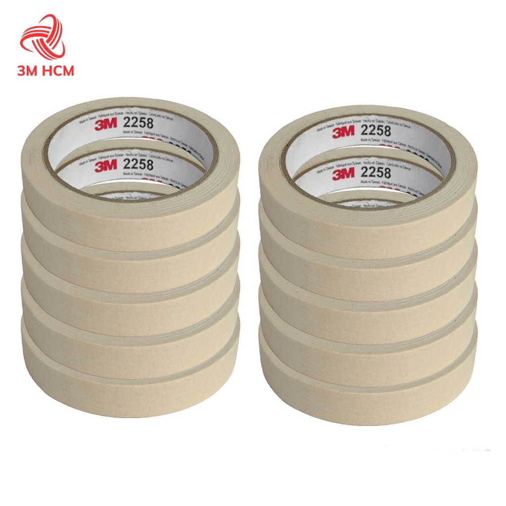 Băng keo giấy bản rộng 1,8cm dài 25m 3M 2258 dùng che sơn (10 cuộn ...