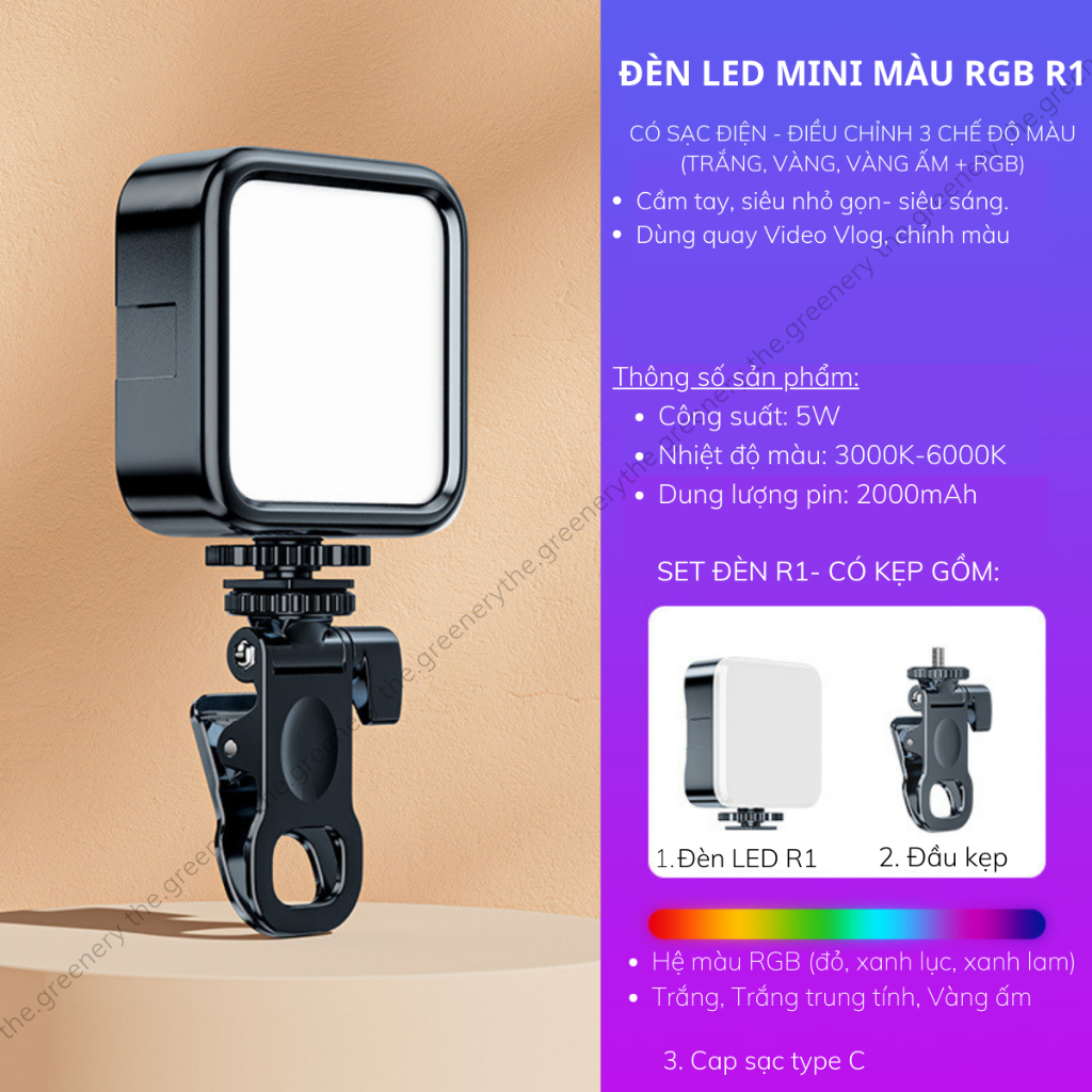Đèn Led Mini Siêu Sáng Cầm Tay 6500K hỗ trợ Ánh Sáng cho Quay Video ...