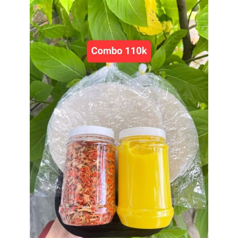 Combo 52 : 500g bánh tráng phơi sương+200g muối tép hành phi+1 hủ bơ ...