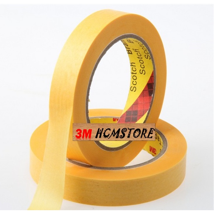 3M 244 15mm dài 50m - BĂNG KEO GIẤY CHỊU NHIỆT 3M Masking tape siêu dai, chịu nhiệt cao chuyên ...