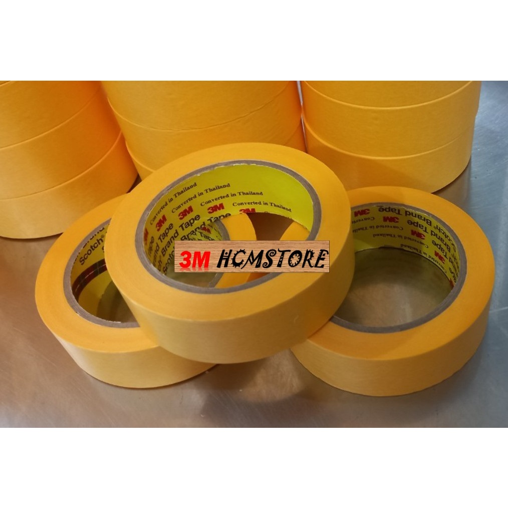 3M 244 20mm dài 50m - BĂNG KEO GIẤY CHỊU NHIỆT 3M Masking tape siêu dai, chịu nhiệt cao chuyên ...