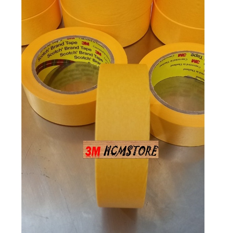 3M 244 24mm dài 50m - BĂNG KEO GIẤY CHỊU NHIỆT 3M Masking tape siêu dai, chịu nhiệt cao chuyên ...