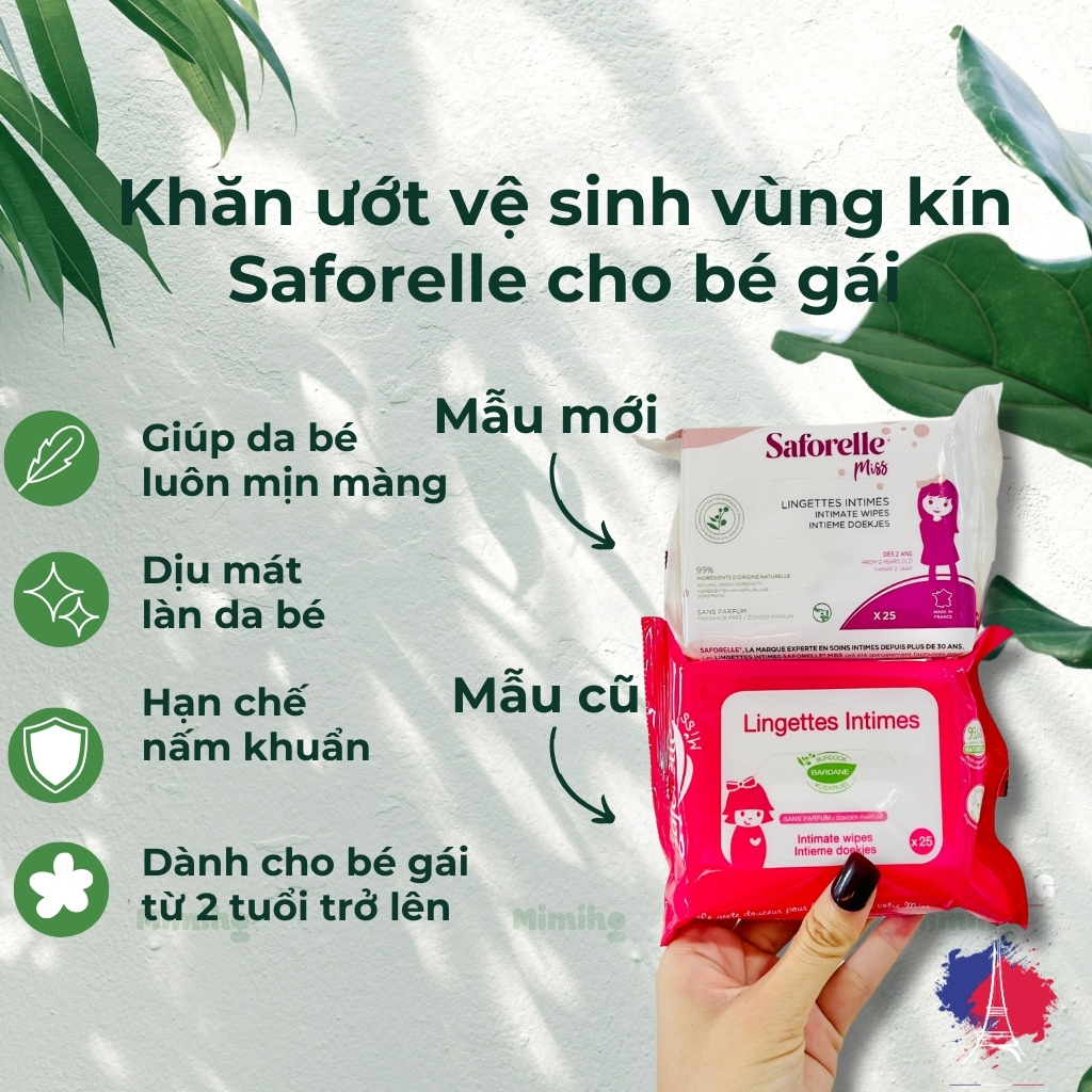 Khăn ướt vệ sinh vùng kín saforelle lingettes intimes dành cho bé gái ...