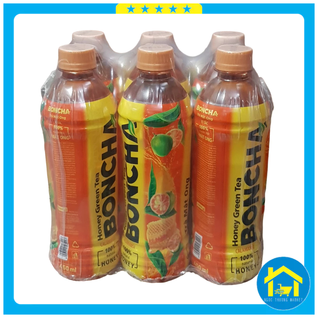 Lốc 6 chai - Trà mật ong Boncha chai 450ml (vị tắc, vị việt quất ...