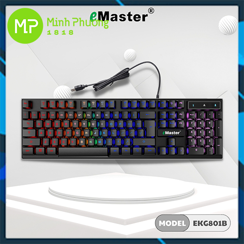 Bàn phím máy tính Emaster EKG801 LED 7 MÀU USB (Đen/Trắng) | Shopee ...