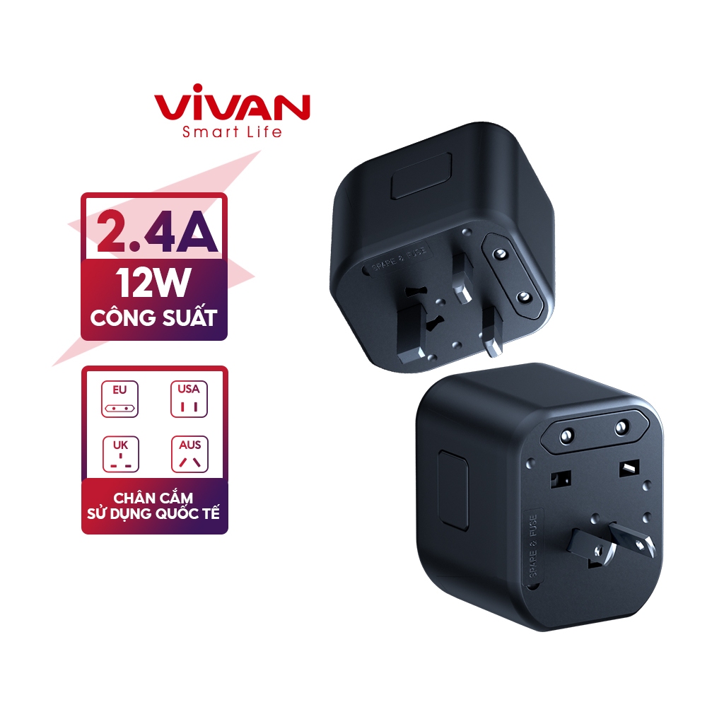 [BH 1 Năm] VIVAN phích cắm điện chuyển đổi sạc nhanh, nhiều chân cắm ...