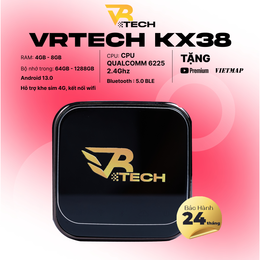 Bộ Android Box Chính Hãng VRTECH KX38 Qualcomm 6225 Android 13 tặng Vietmap S2+, VRTECH KX8 ...