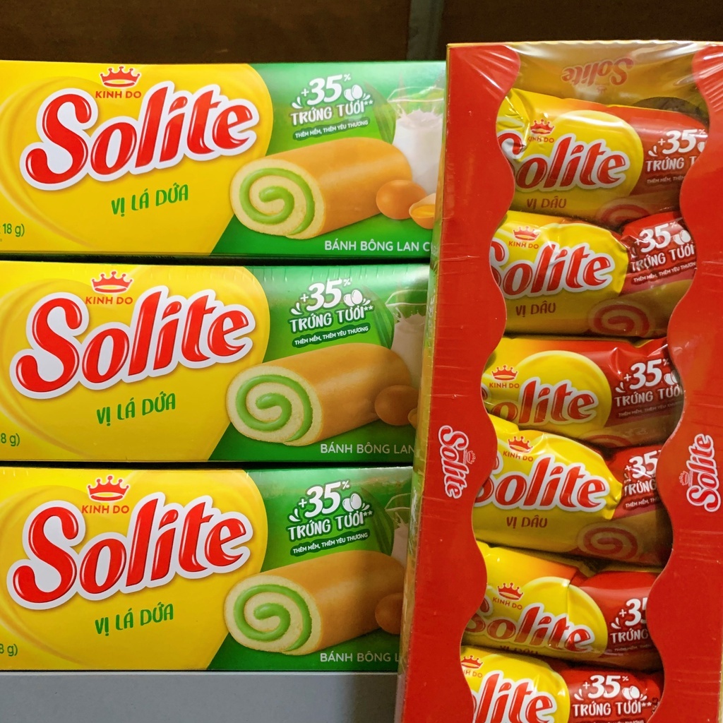 BÁNH BÔNG LAN CUÔN KEM SOLITE VỊ LÁ DỨA 360G | Shopee Việt Nam
