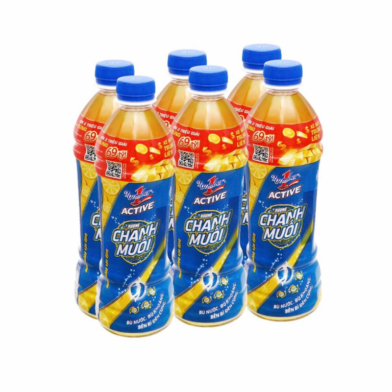 Lốc 6 chai nước bù khoáng Number one Active chanh muối chai 455ml ...