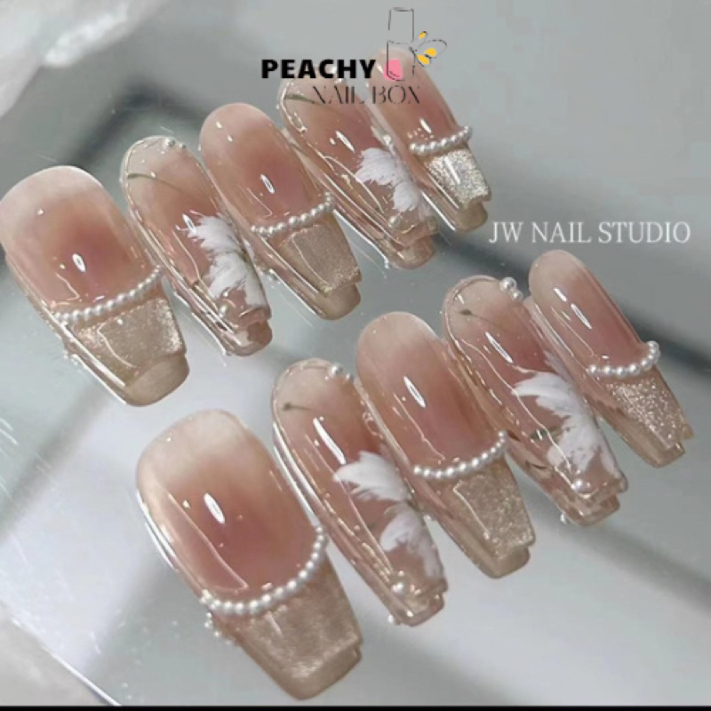 (A049) Bộ 10 móng tay giả THIẾT KẾ theo size, Nail box đính hột sang chảnh, tiện lợi | Shopee ...