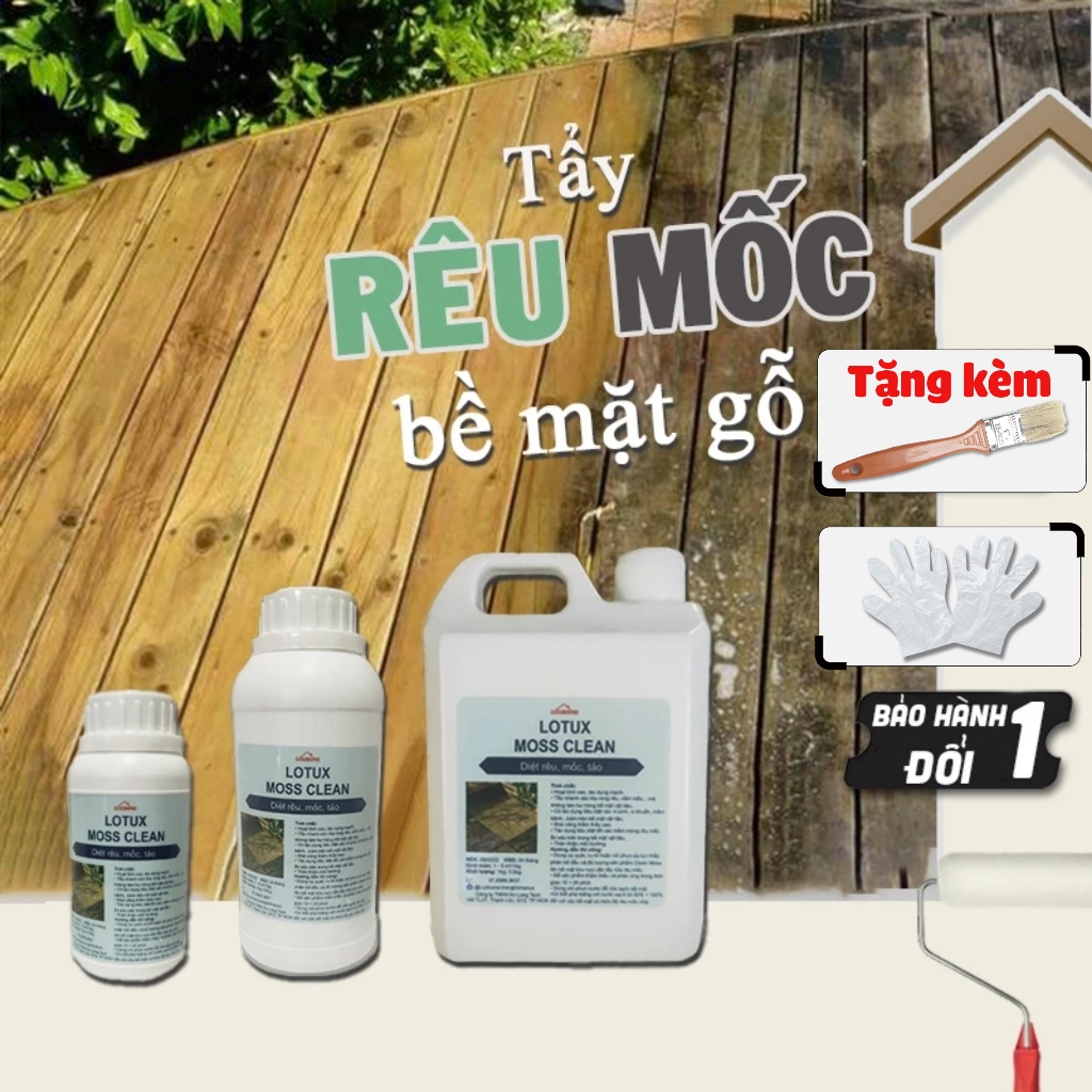 Dung dịch tẩy rêu, mốc gỗ LOTUX MOSS dung tích 250ml / 500ml / 1L, chất ...