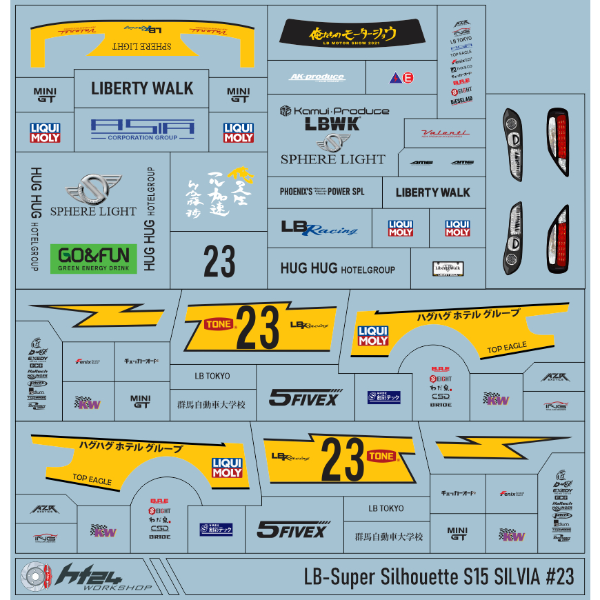 HT24workshop - Decal nước Liberty Walk Super Silhouette S15 #23 1:64 ...