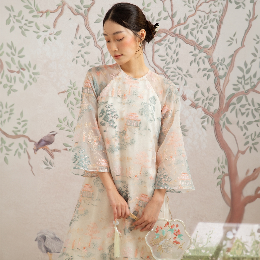 Áo Dài 2024 HOA VIÊN - ORGANZA - EDINI | Shopee Việt Nam
