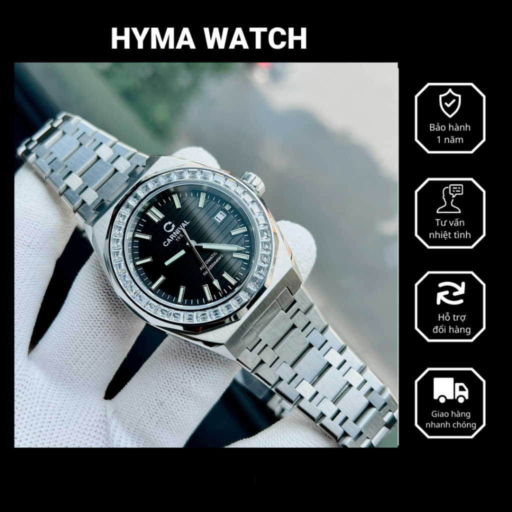 Đồng hồ Nam Automatic Carnival Nautilus 8107G Dây Thép Size 41mm Kính ...