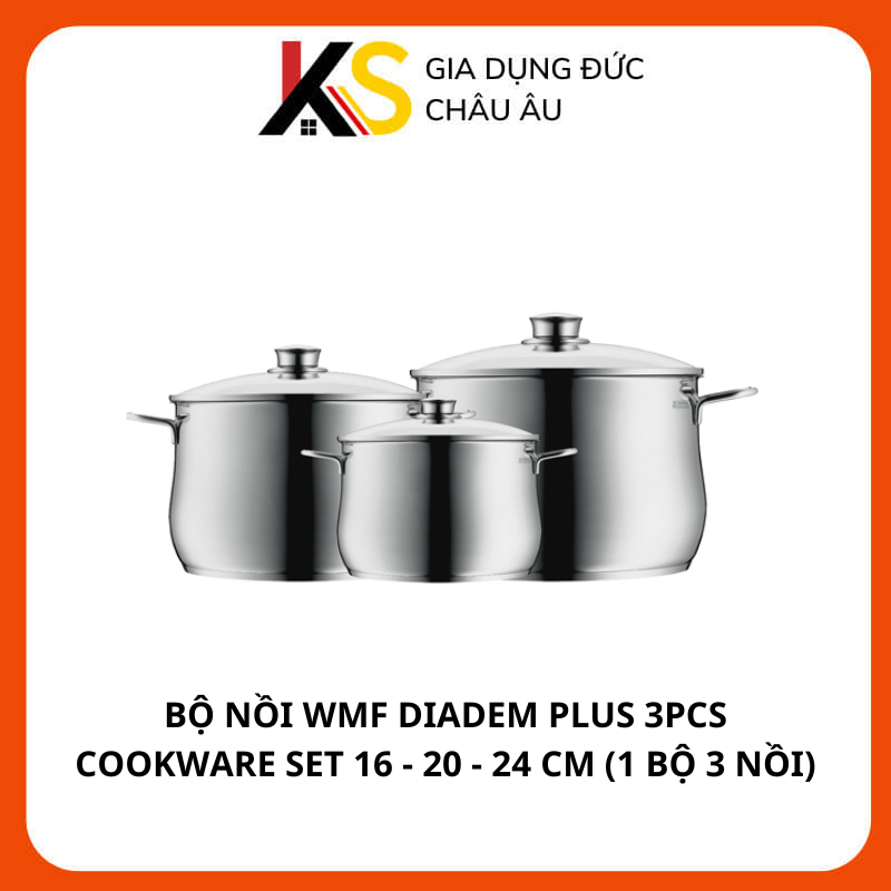 Bộ nồi WMF Diadem Plus 3pcs Cookware Set 16 - 20 - 24 cm (1 bộ 3 nồi ...