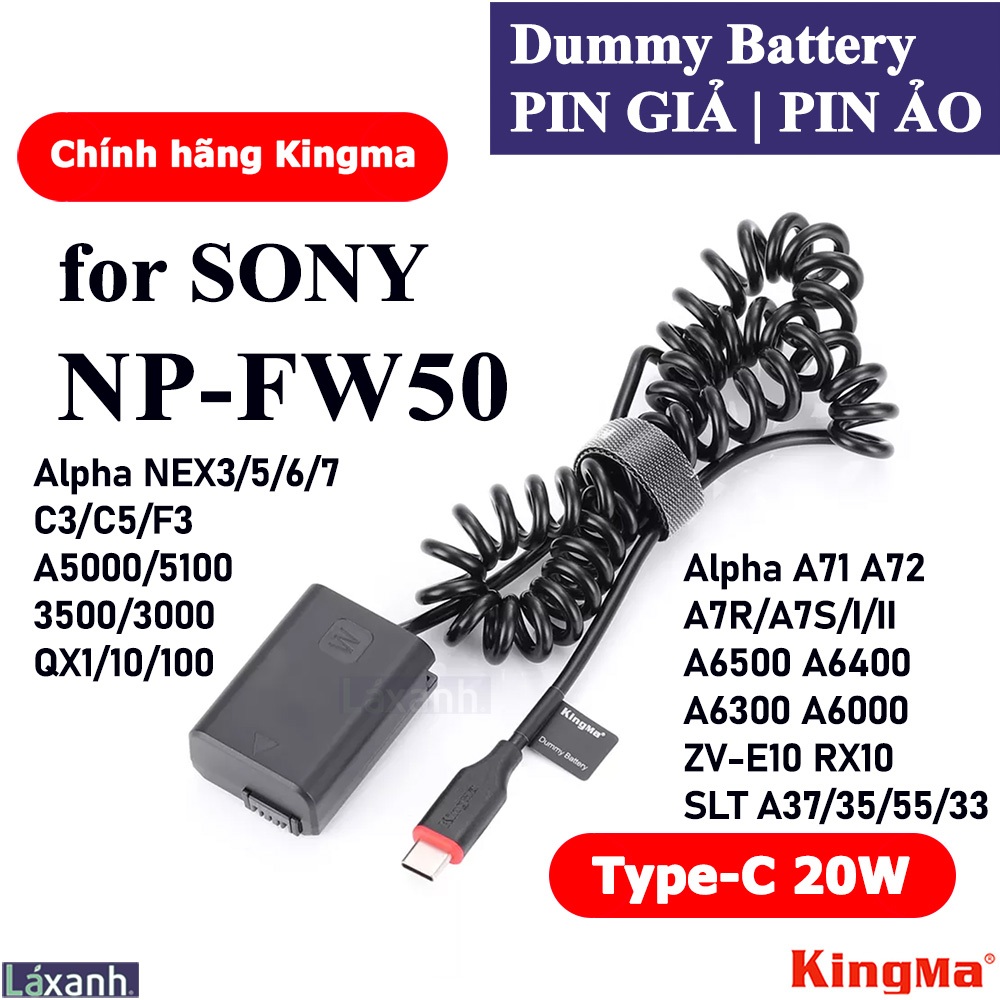 Dummy Type-C Sony NP-FW50 | Pin giả pin ảo pin dummy battery DC Coupler ...