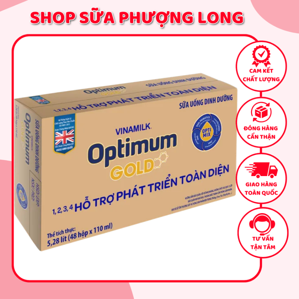 Thùng 48 Hộp Sữa Nước Vinamilk Optimum Gold 110ml Giúp Trẻ Phá Triển Não Bộ | Shopee Việt Nam