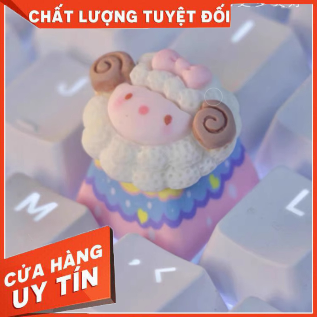 Nút bàn phím Cừu bibi tím hồng siêu dễ thương - keycap cừu trang trí ...