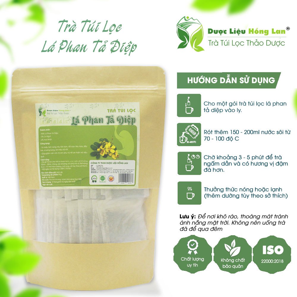 Trà Lá Phan Tả Diệp túi lọc dạng bịch zip 90g (30 túi lọc x 3g) - Cty ...