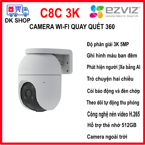 Camera IP Wifi Ezviz C8C 3K 5MP | C8C 2K⁺ 4MP - Ngoài Trời - Xoay 360 ...