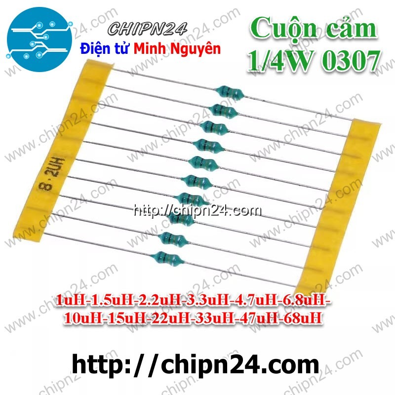 [10 cái] Cuộn cảm vạch 1/4W DIP 0307 (1uH/1.5uH/2.2uH/3.3uH/4.7uH/6.8uH/10uH/15uH/22uH/33uH/47uH ...