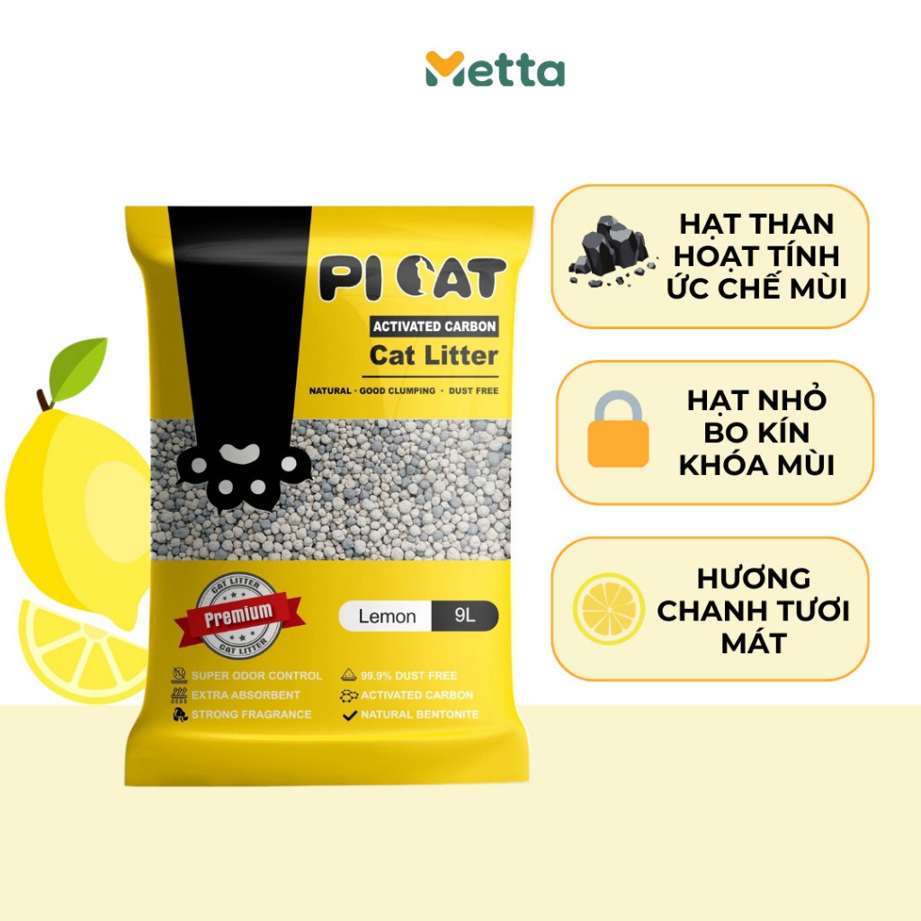Cát Pi Cat 9L - Cát vệ sinh mix hạt Carbon hoạt tính cho mèo | Shopee ...