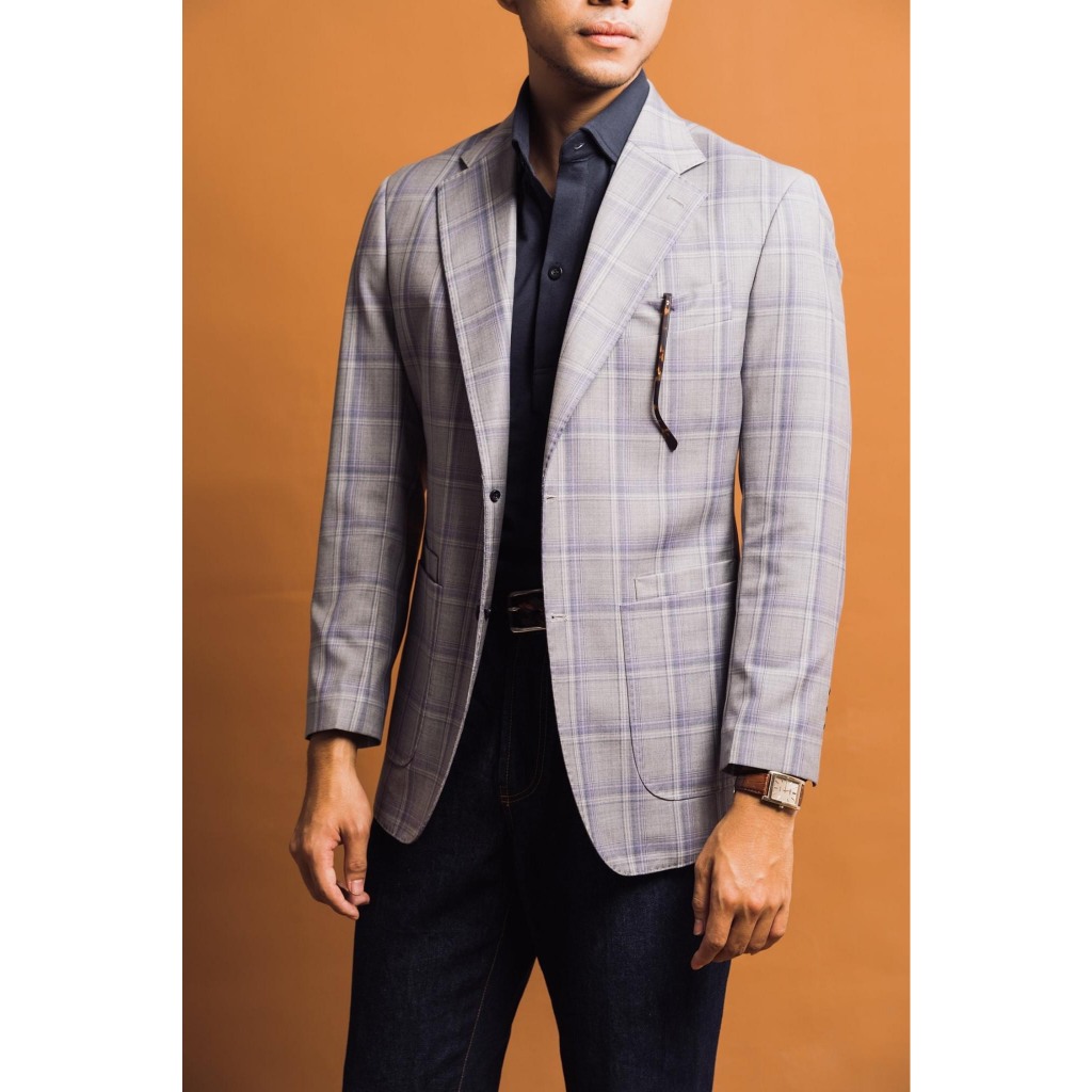 Áo Sport Jacket Kẻ Windowpane Màu Light Grey Chất Liệu 60 %Wool Premium ...