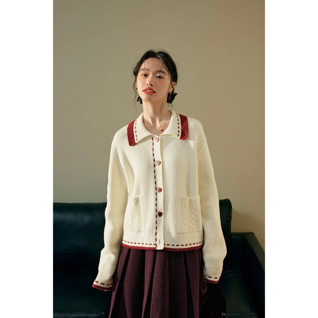 Áo cardigan len phối viền hàng xuất Kuose | Shopee Việt Nam