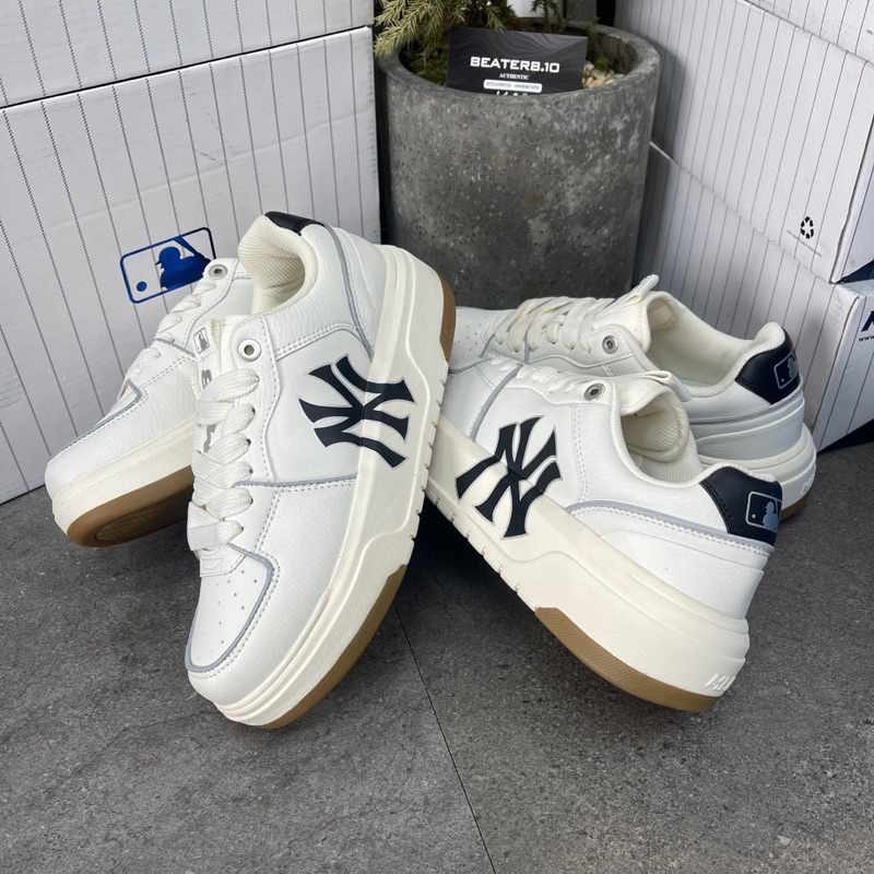 [CHÍNH HÃNG] MLB CHUNKY LINER LOW WHITE GUM Code: 3ASXCA12N-50IVS | Shopee Việt Nam