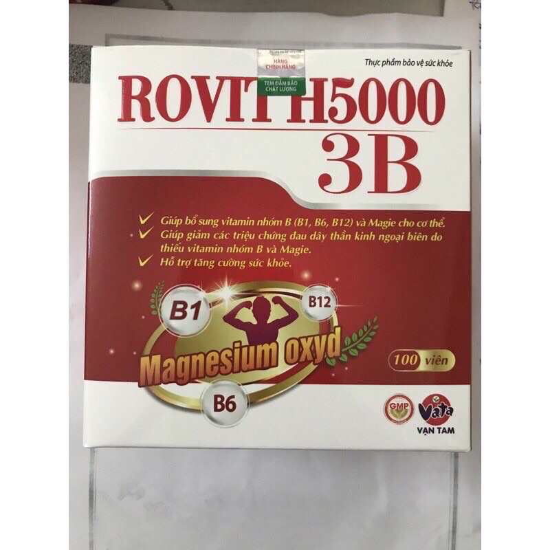 Rovit h5000 3b hộp 100 viên - bổ sung vitamin nhóm b,mg,giảm triệu ...