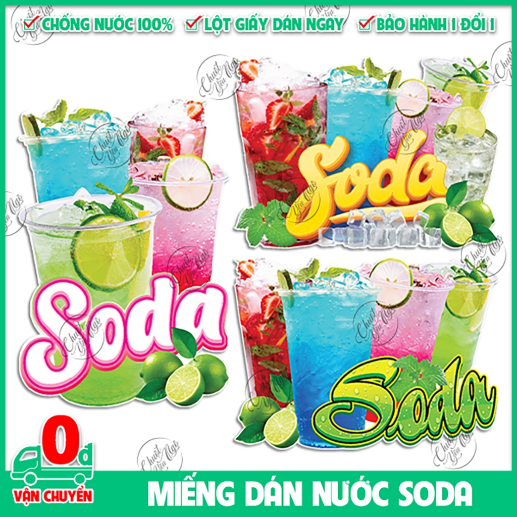 Miếng dán SODA trang trí tường decor xe quán giải cà phê trà sữa khát ...