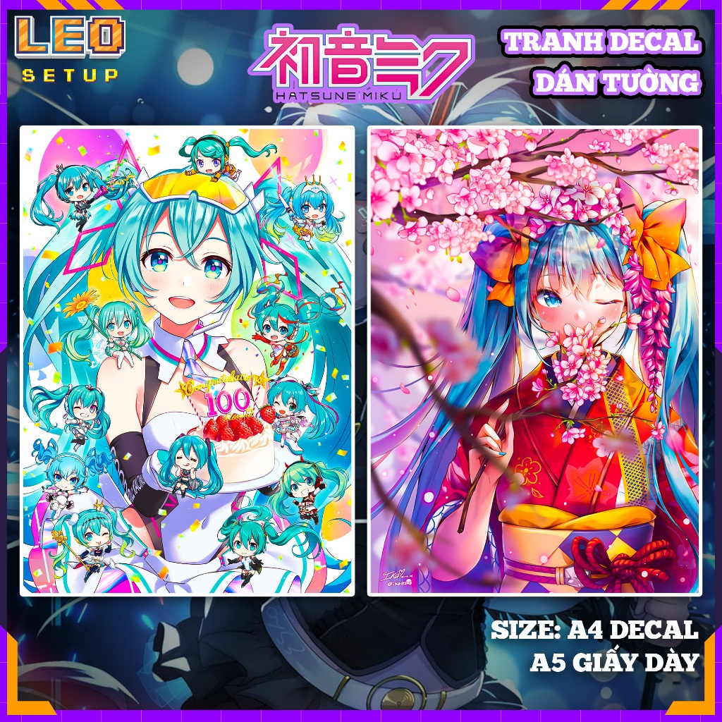 Tranh Decal dán tường Poster Hatsune Miku - decor phòng trang trí góc ...