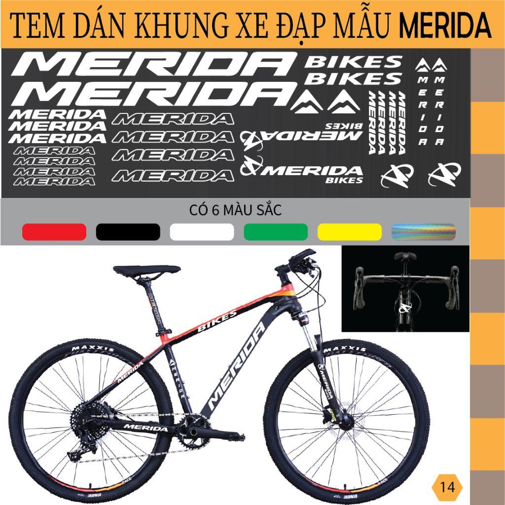 Tem Dán Trang Trí Khung Xe Đạp mẫu MERIDA Decal Cao Cấp Chống Nước Bám ...