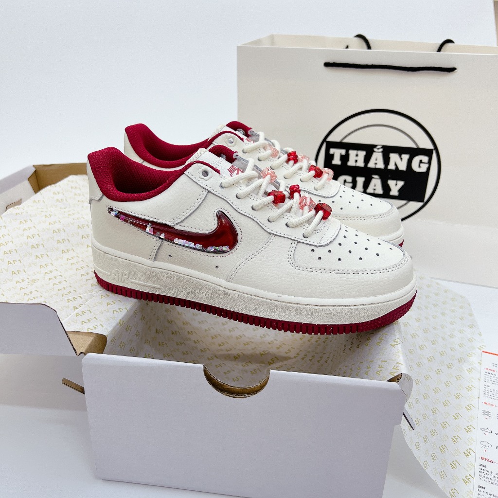 Giày Thể Thao Nữ Thắng Giày AF1 Charm Nhũ Tim Trắng Đỏ | Shopee Việt Nam
